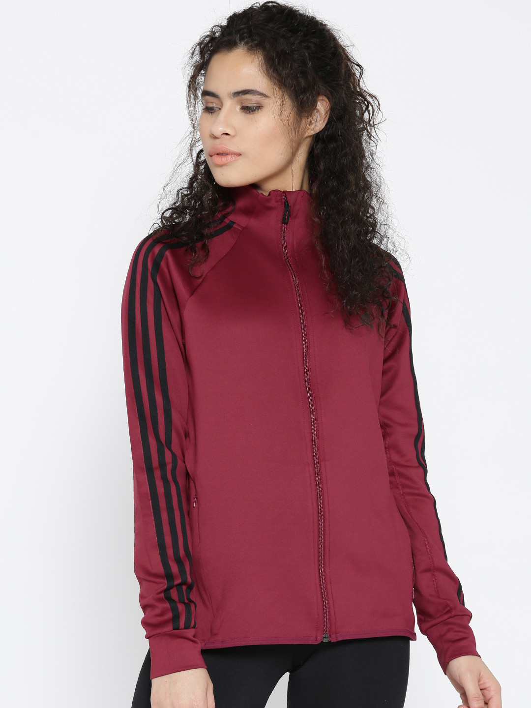 Buy ADIDAS Women Burgundy Design 2 Move Solid Sporty Jacket - Jackets ...