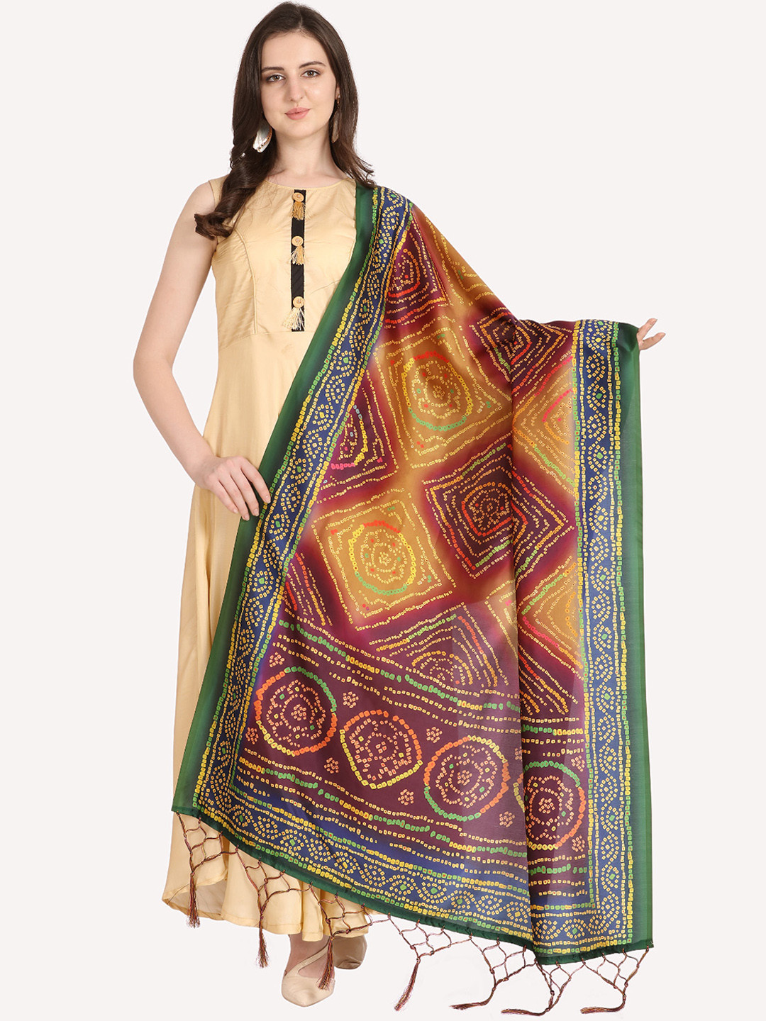 Buy Kaizen TEXO FAB Green & Blue Printed Dupatta - Dupatta for Women ...