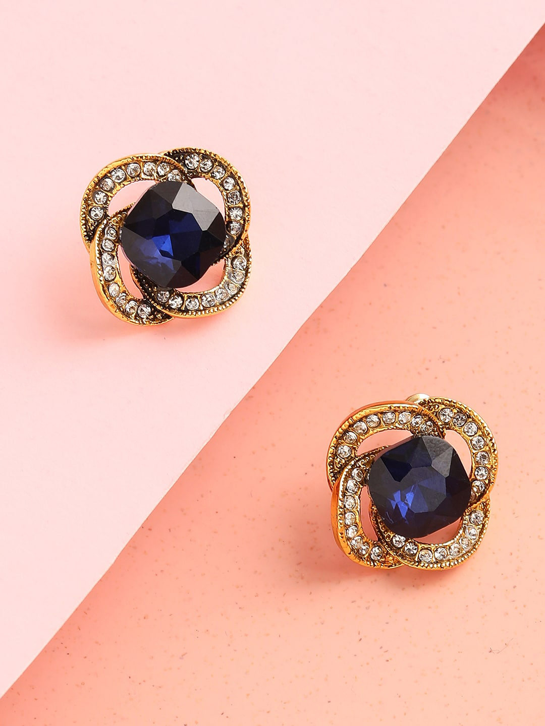 Buy SOHI Women Gold Plated Blue Contemporary Studs Earrings - Earrings ...