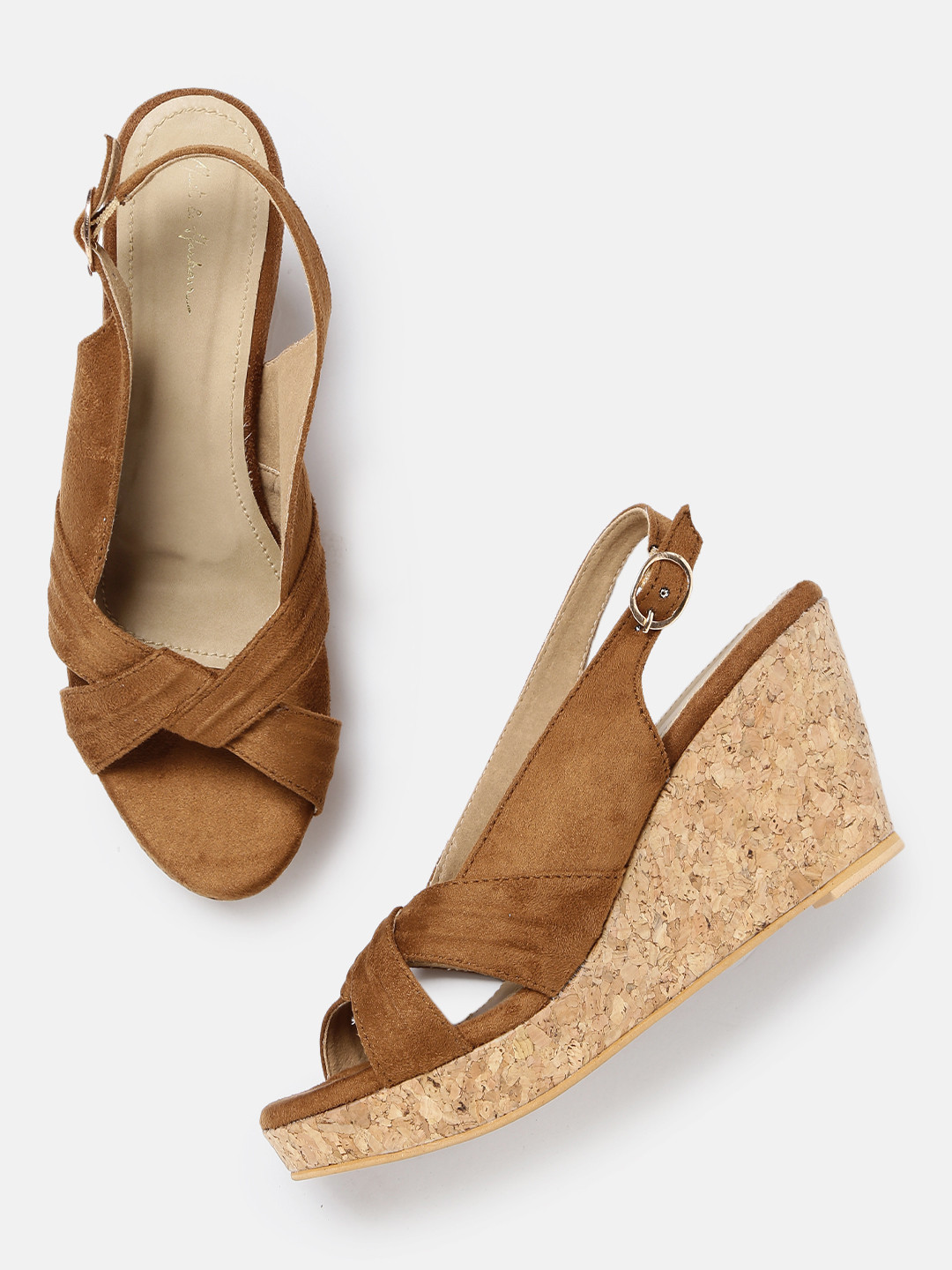 Buy Mast & Harbour Women Tan Brown Solid Wedges - Heels for Women ...