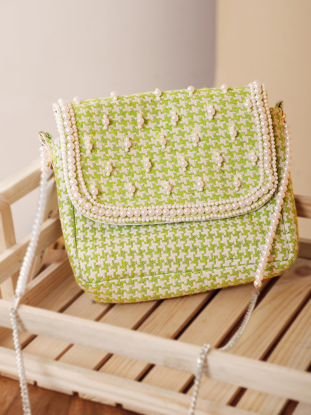 Buy DEEBACO Green Embellished Structured Sling Bag - Handbags for Women ...