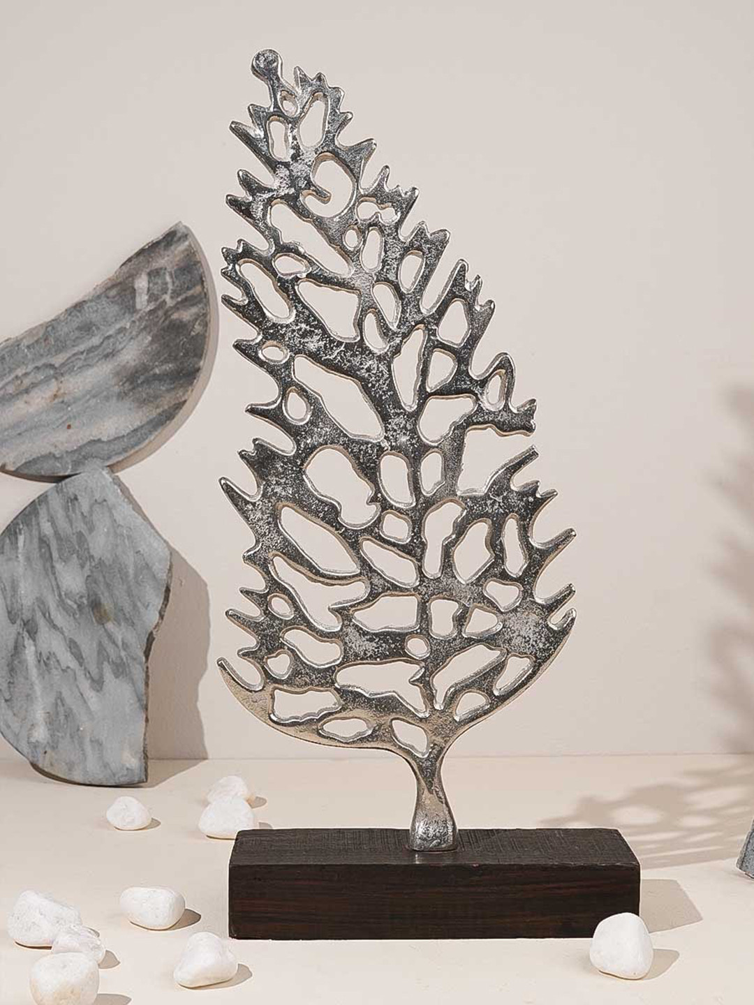 Buy CASA DECOR Silver Toned Metal Tree Sculpture Showpieces ...
