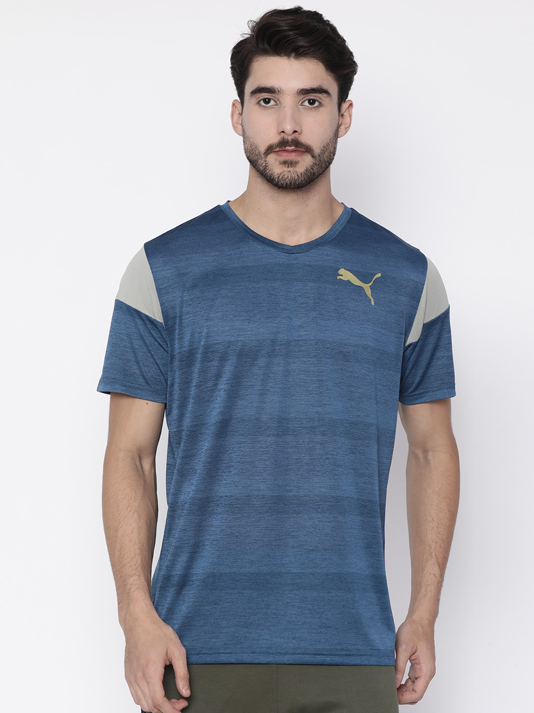 Buy Puma Men Blue Striped T Shirt - Tshirts for Men 2087423 | Myntra