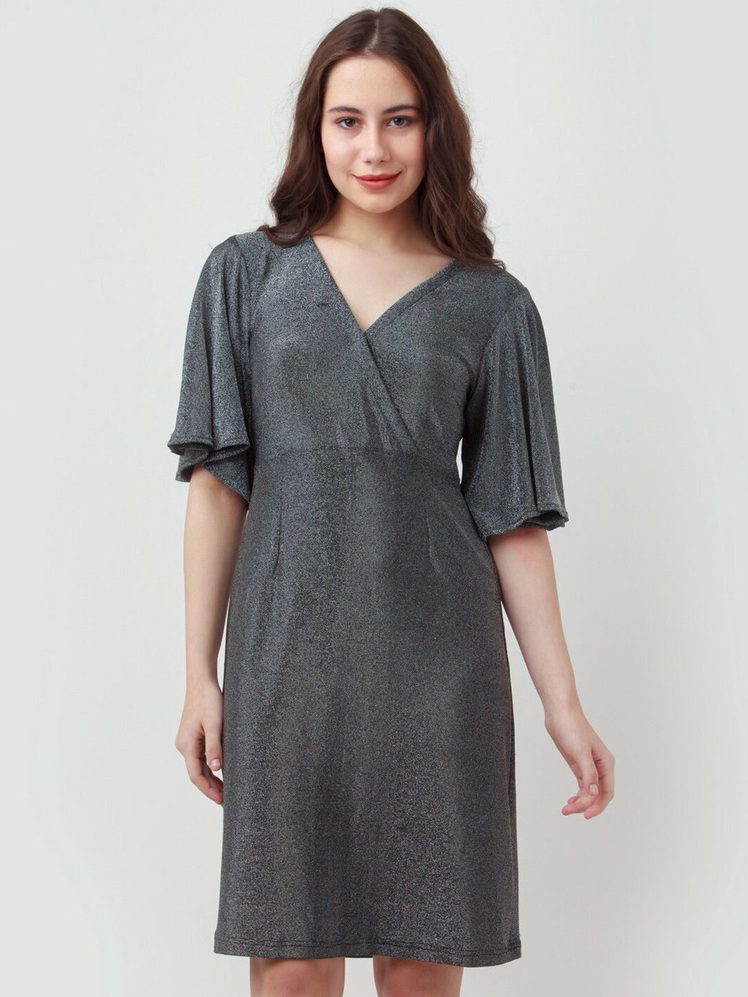 Buy Zink London Flared Sleeves V Neck Ethnic Dress - Dresses for Women ...