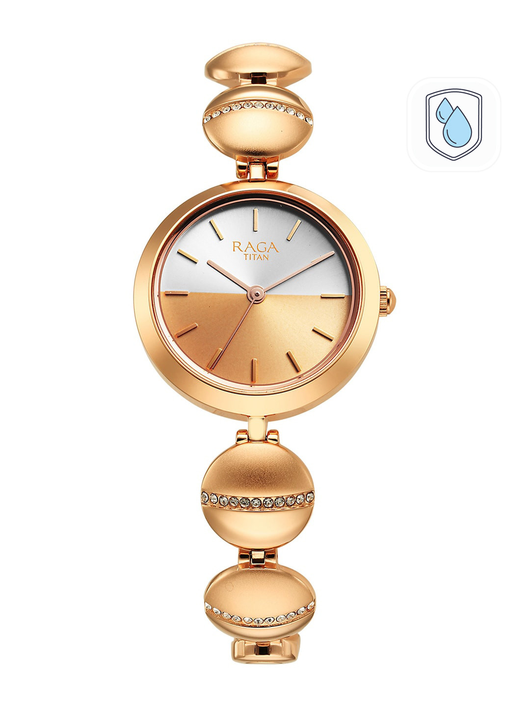 Buy Titan Women Silver Toned Brass Dial & Rose Gold Toned Stainless ...