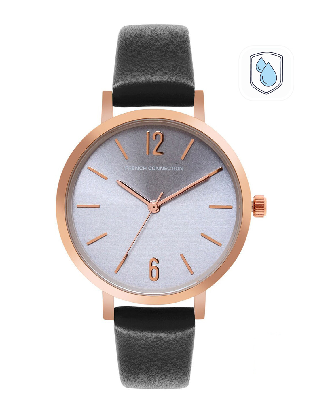 Buy French Connection Women Silver Toned Dial & Black Leather Straps ...