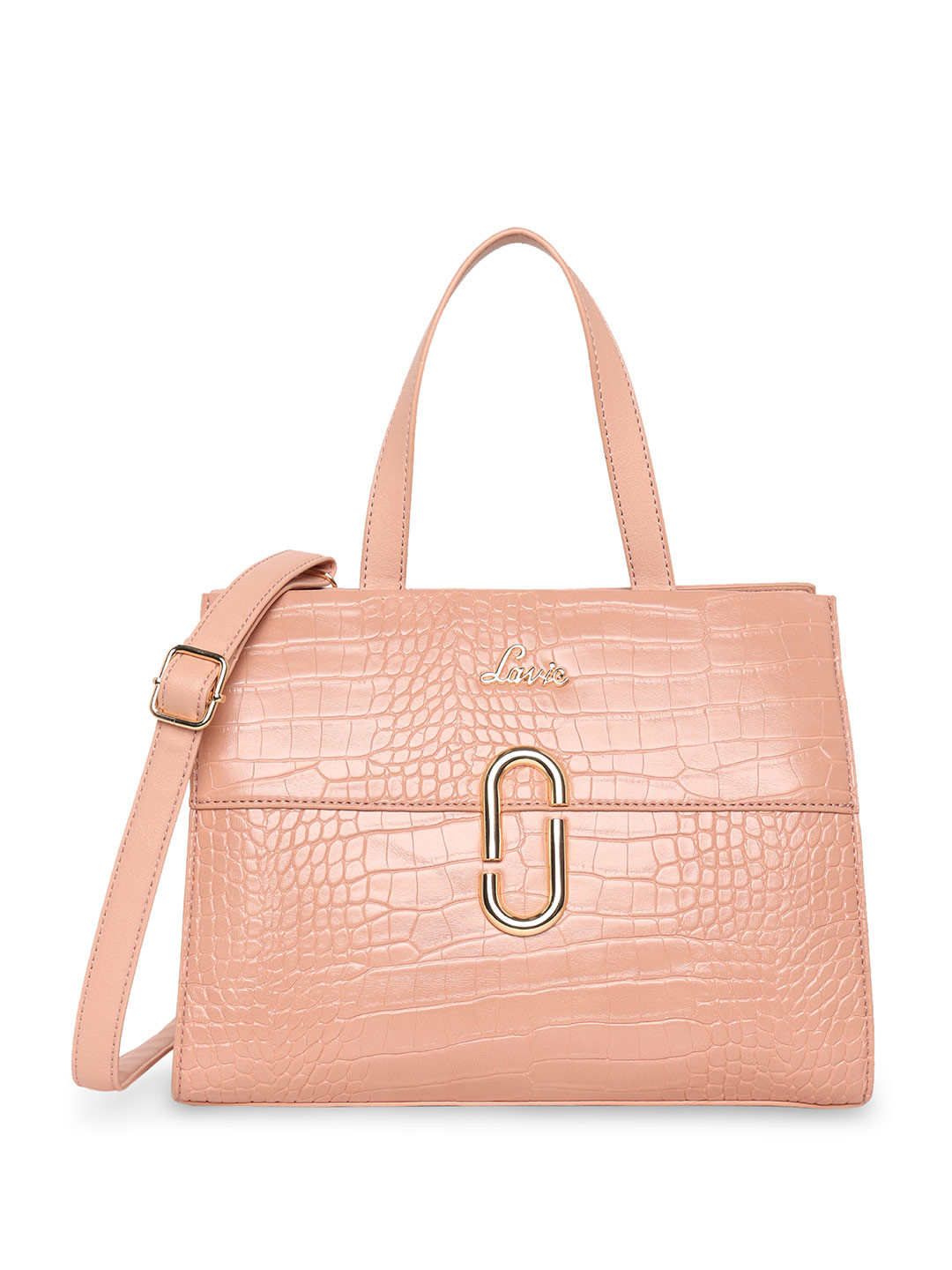Buy Lavie Pink Textured Structured Handheld Bag - Handbags for Women ...