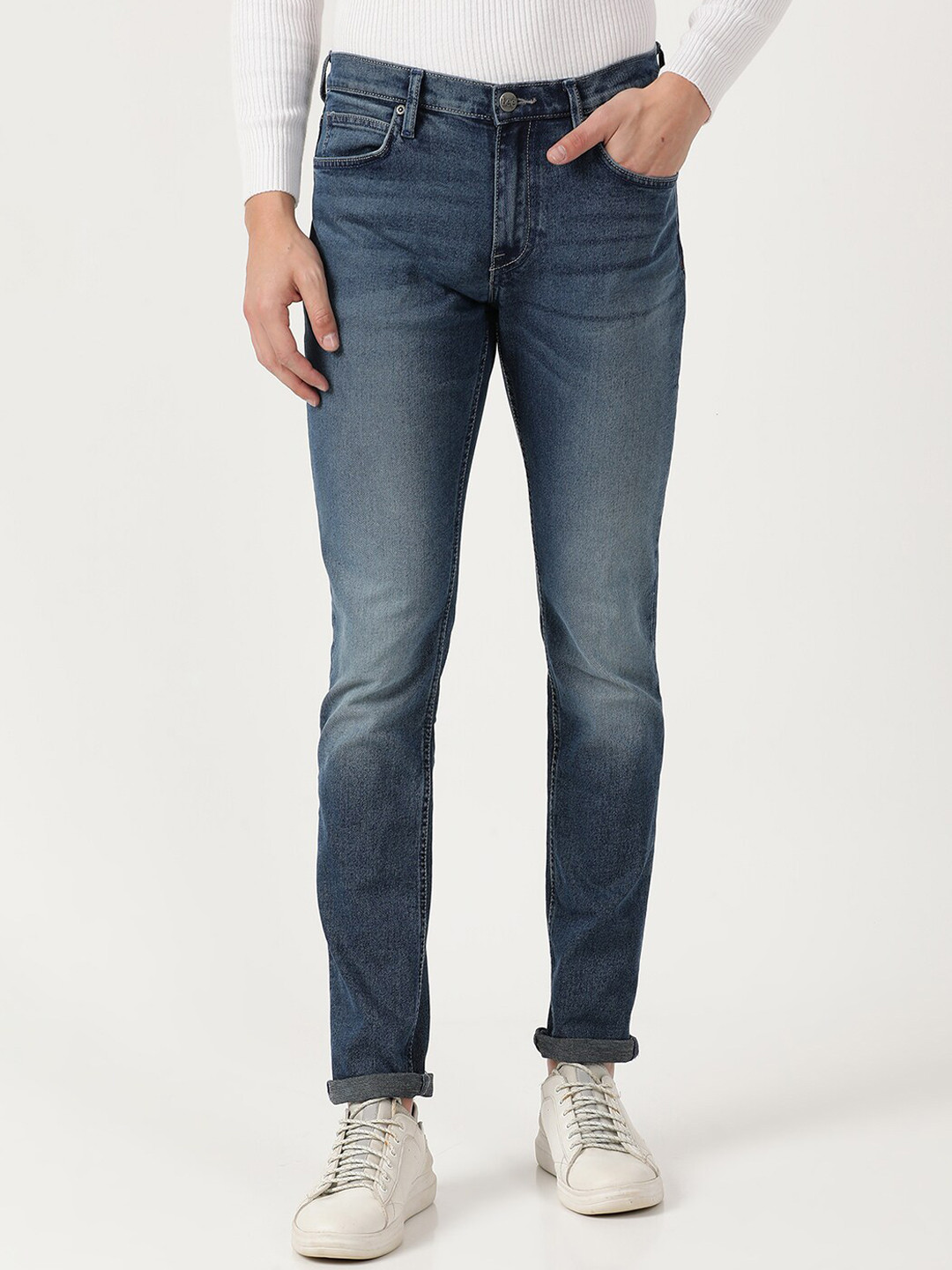 Buy Lee Men Blue Bruce Skinny Fit Heavy Fade Stretchable Jeans - Jeans ...