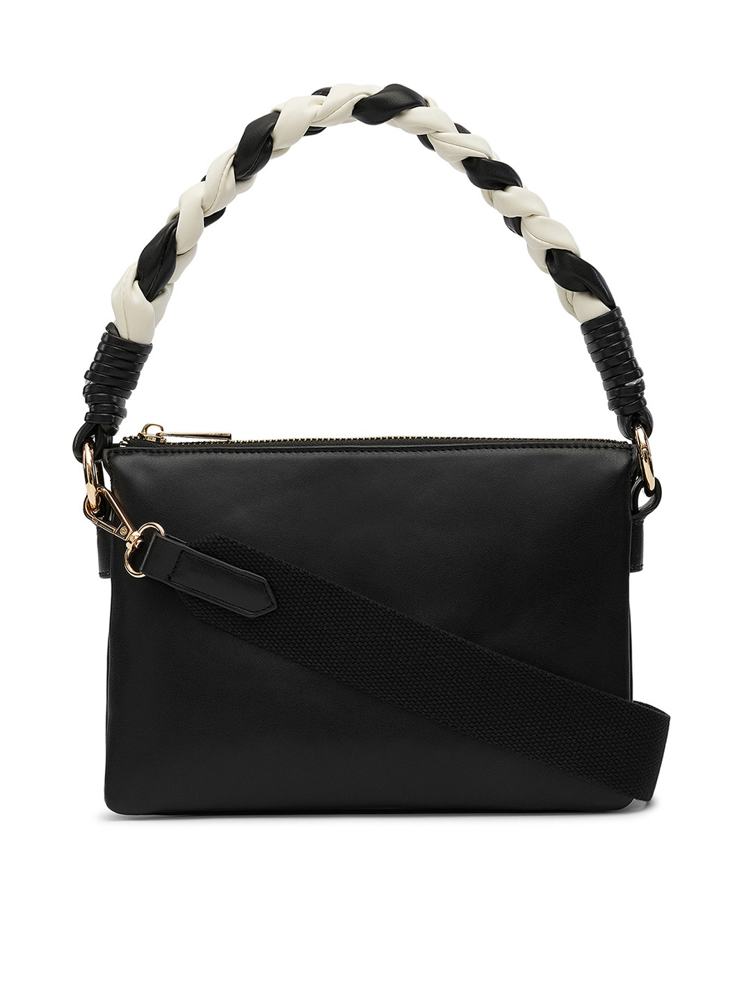 Buy MIRAGGIO Black & White Handheld Bag With Braided Top Handle ...