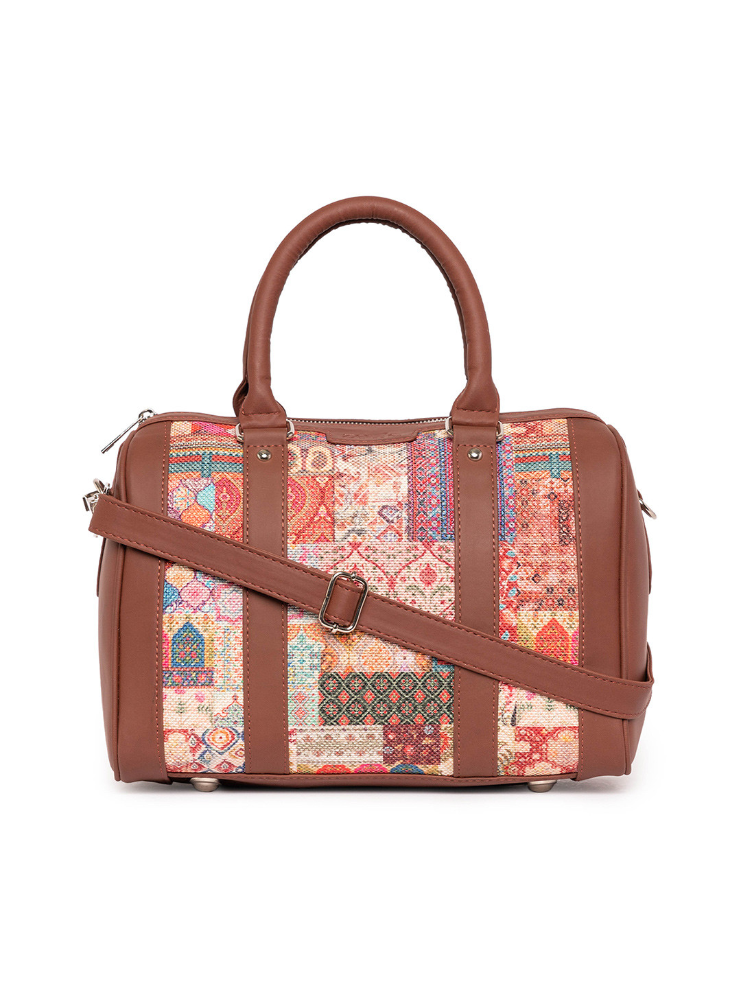 Buy ZOUK Brown Printed Oversized Shopper Handheld Bag - Handbags for ...