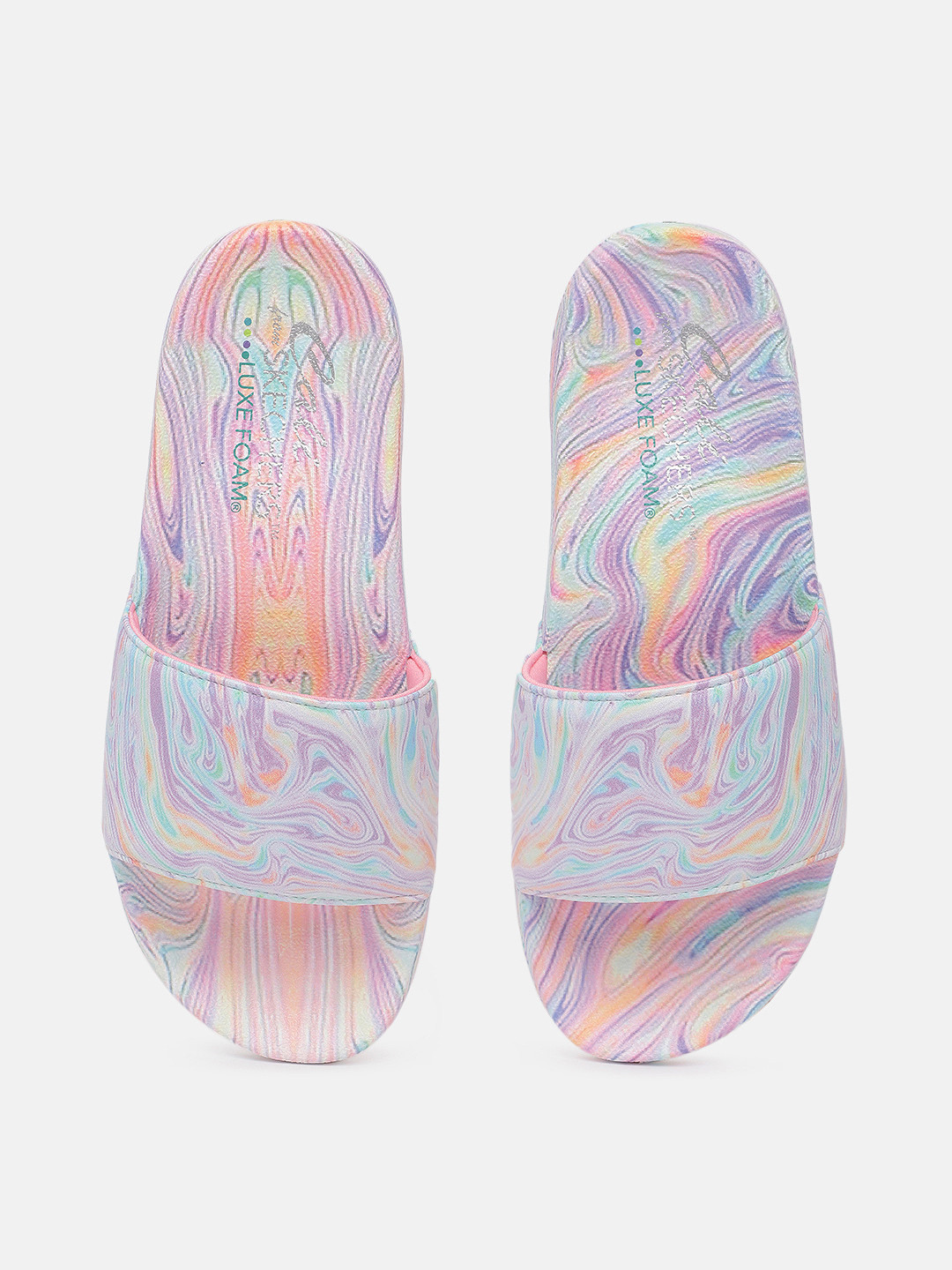 Buy Skechers Women Multicoloured POP UPS LOVELY MAR Printed Sliders ...