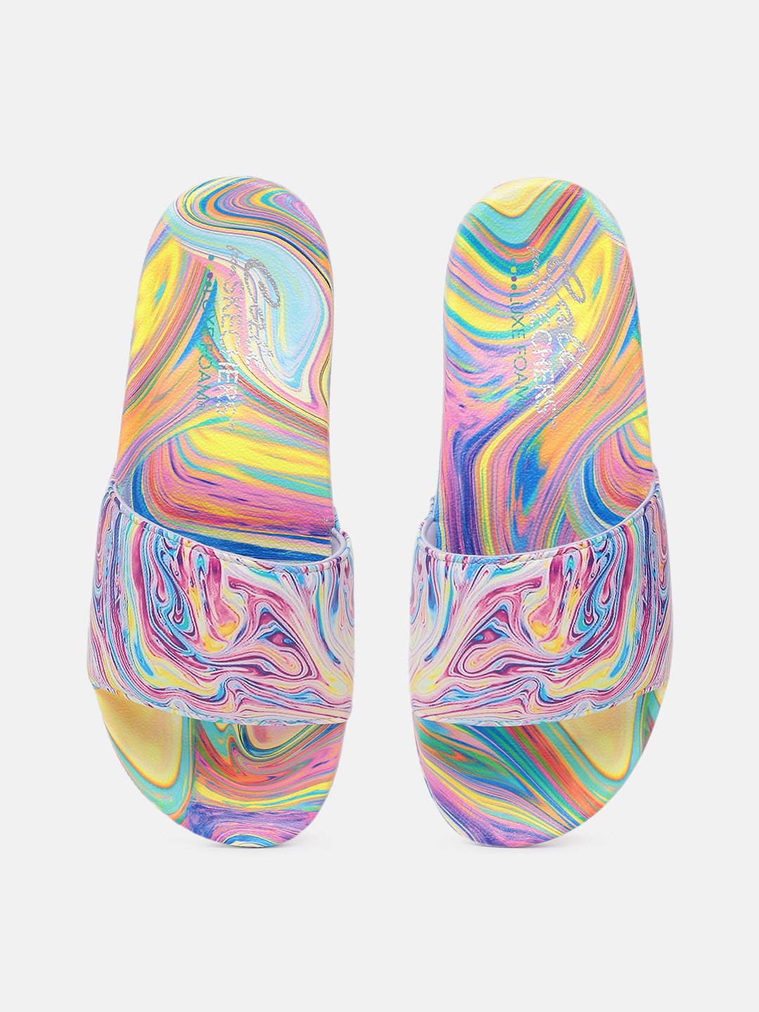 Buy Skechers Women Multicoloured POP UPS LOVELY MAR Printed Sliders ...