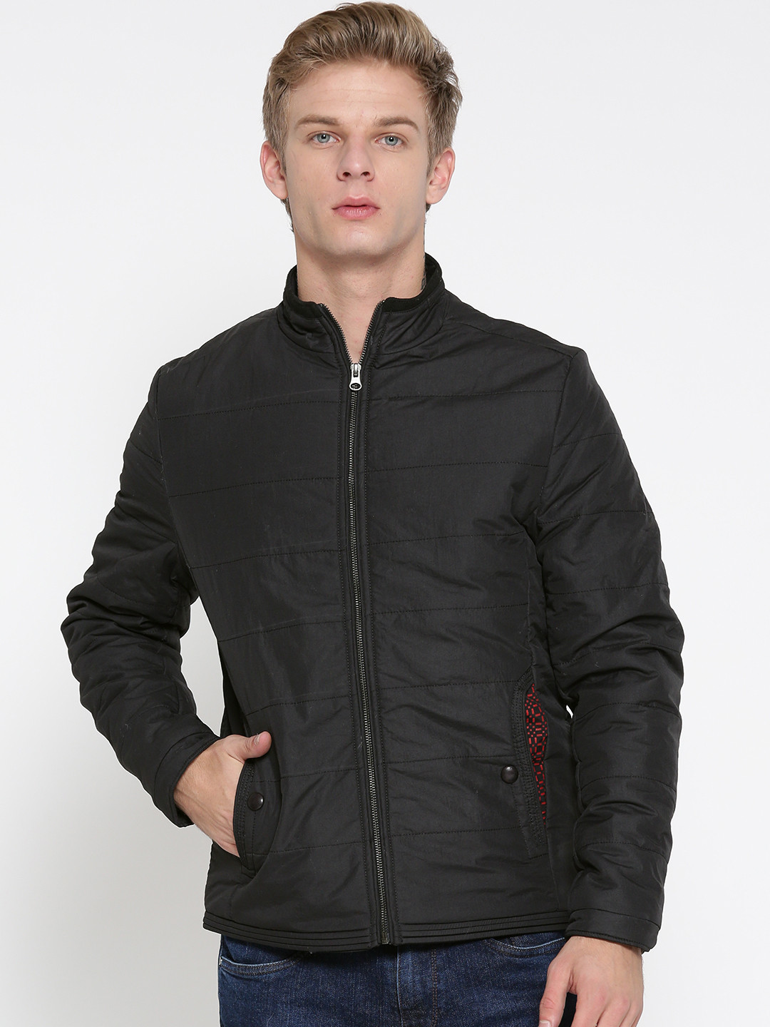 Buy Fort Collins Men Black Solid Padded Jacket - Jackets for Men ...