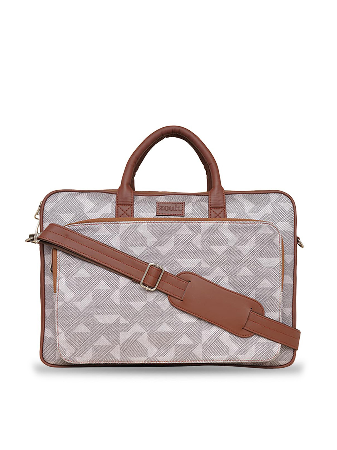 Buy ZOUK Men Grey & Brown Printed Laptop Bag - Laptop Bag for Men ...