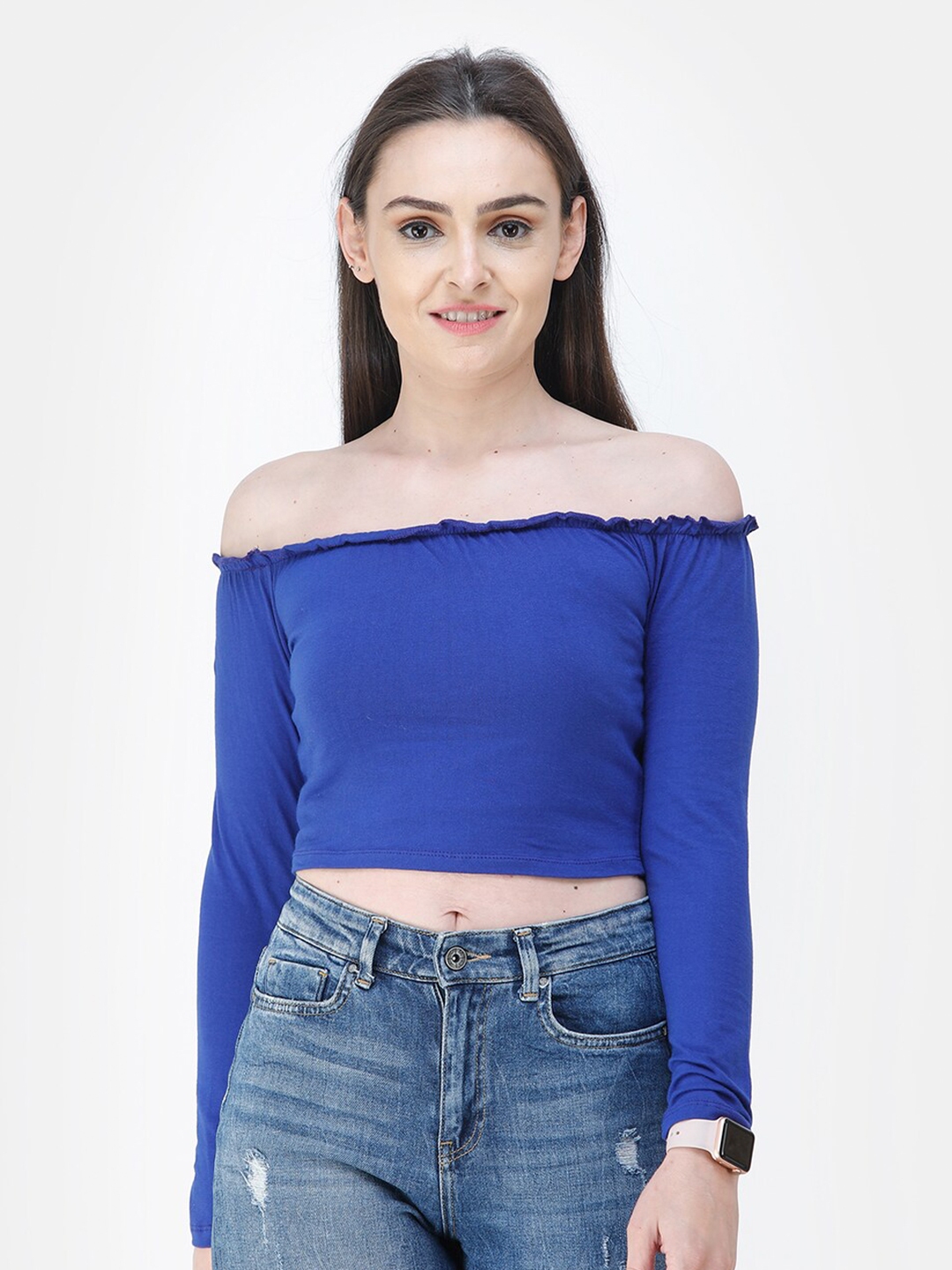 Buy Scorpius Blue Off Shoulder Bardot Top Tops For Women 20887526