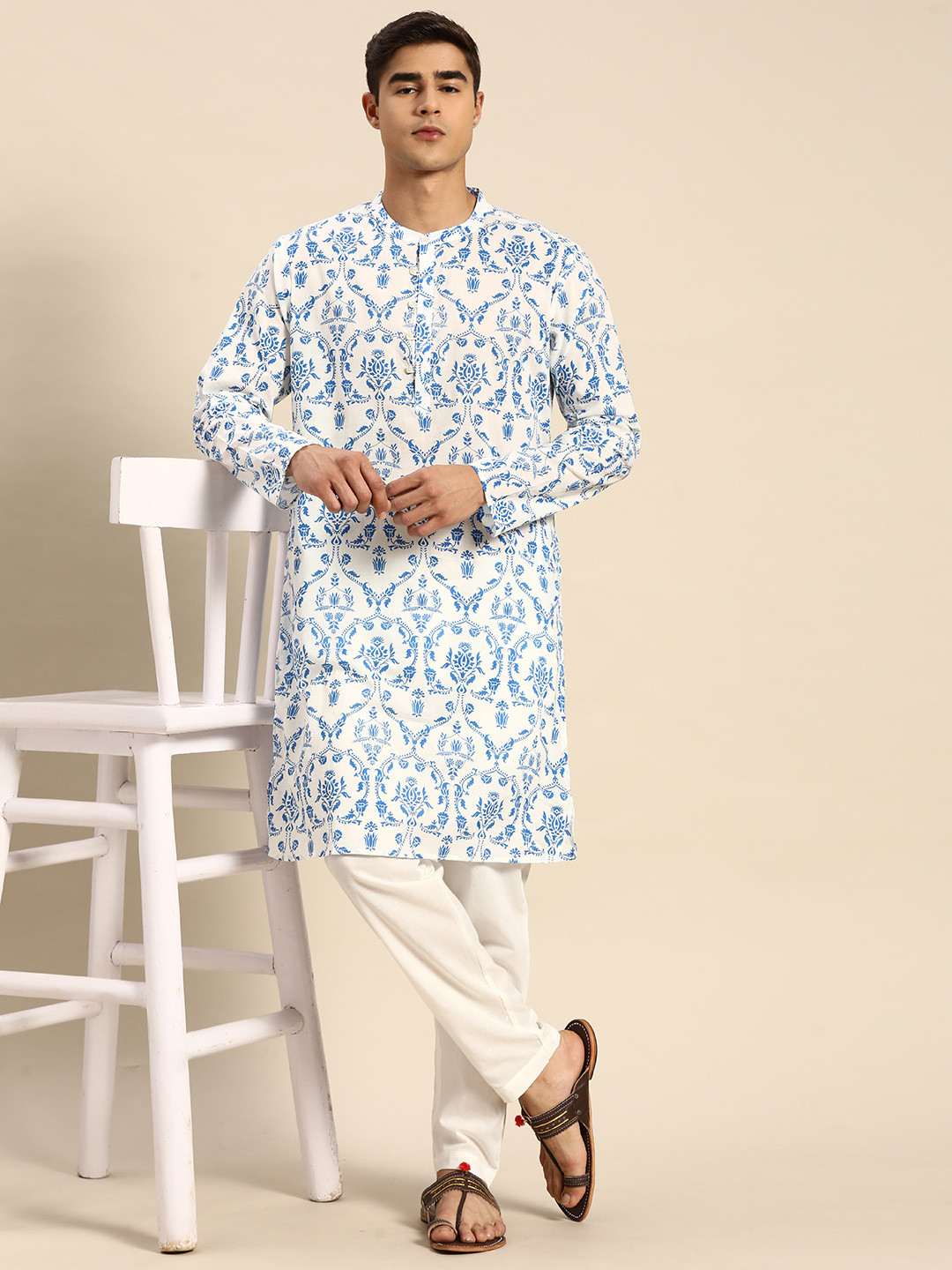 Buy Anouk Men Ethnic Motifs Printed Regular Pure Cotton Kurta With ...