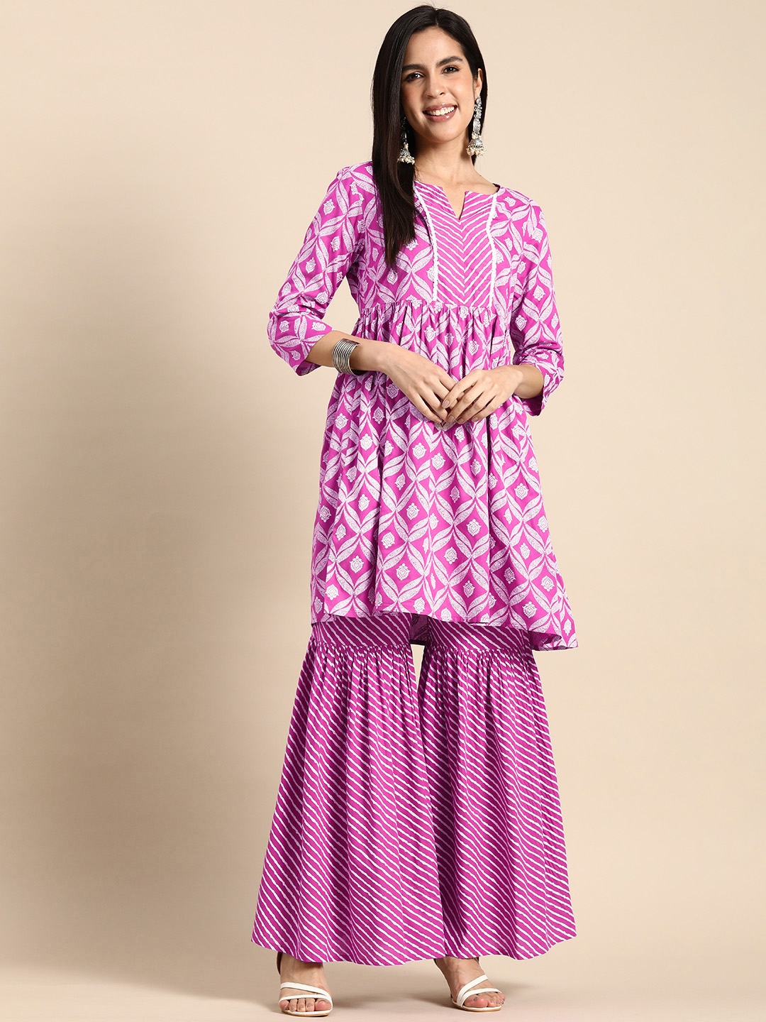 Buy Anouk Women Ethnic Motifs Printed Empire Kurti With Sharara Kurta