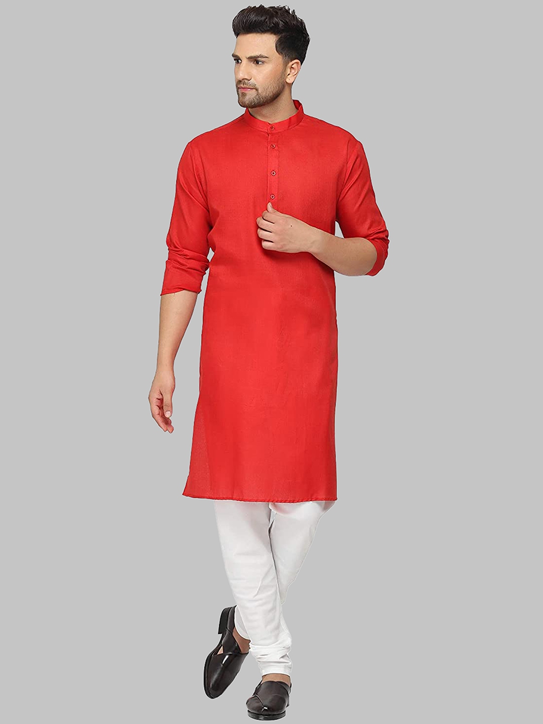 Buy Royal Kurta Men Red Side Slit Cotton Kurta Kurtas For Men