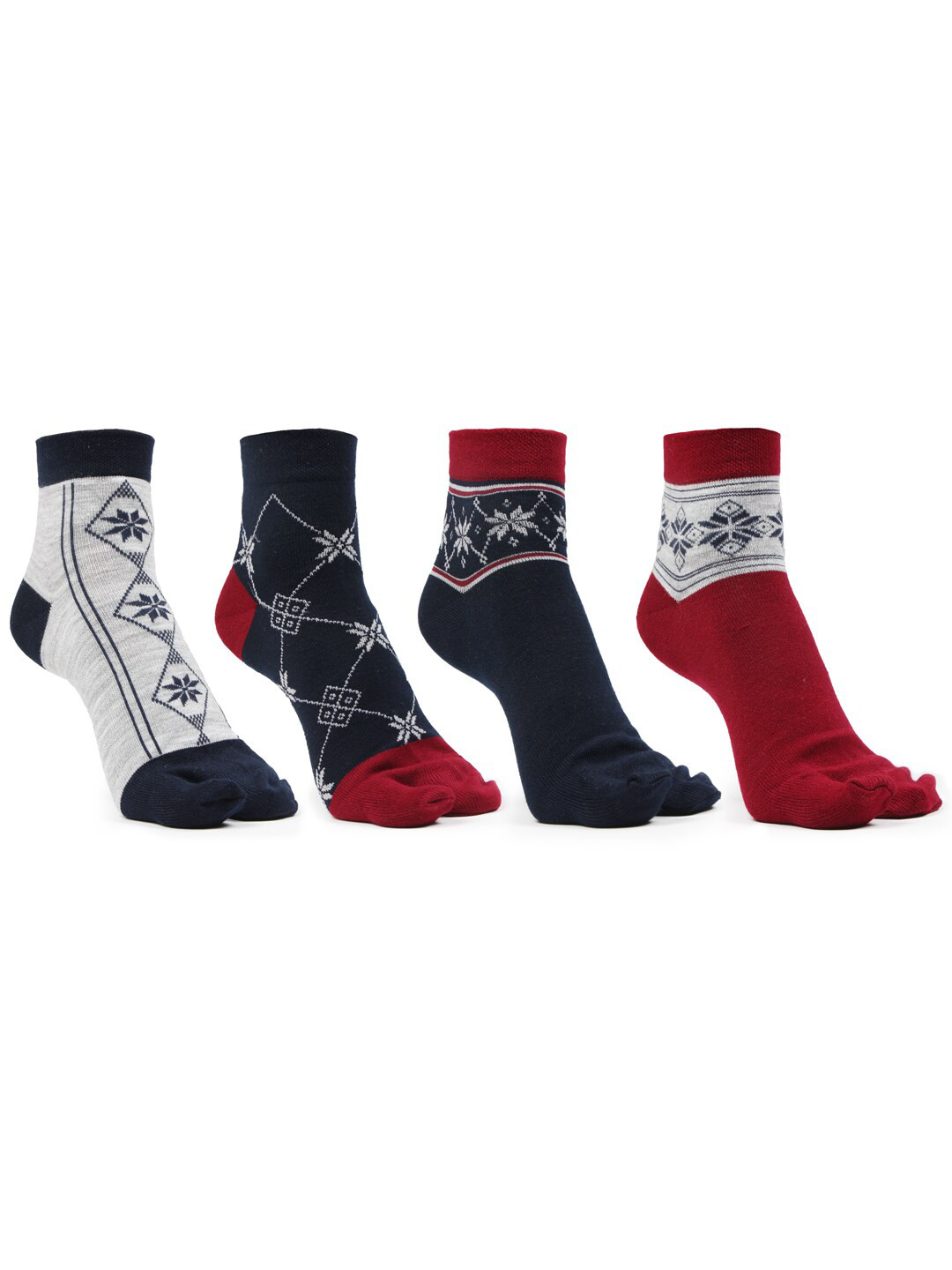 Buy Bonjour Women Pack Of 4 Assorted Ankle Length Wool Thumb Socks ...