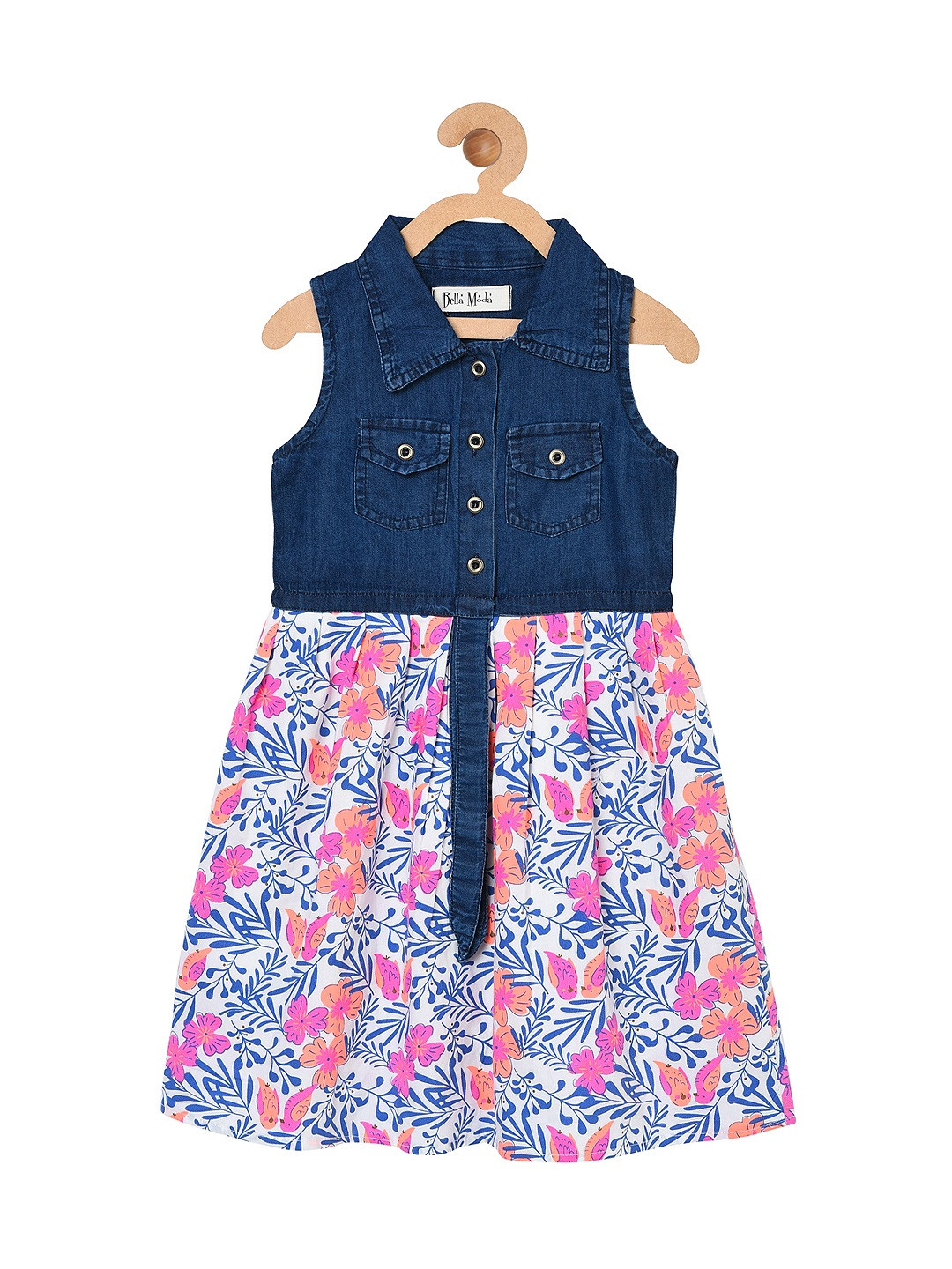 Buy Bella Moda Girls White Floral Print A Line Dress - Dresses for ...