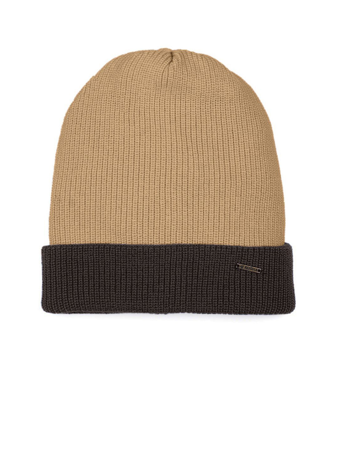 Buy Kosha Men Dark Brown & Light Brown Pure Wool Reversible Beanie ...