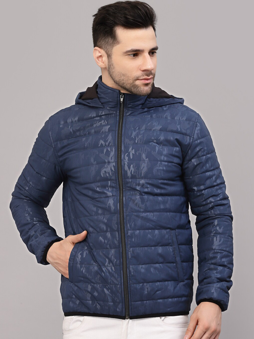 Buy JUMP USA Men Blue Camouflage Lightweight Puffer Jacket - Jackets ...