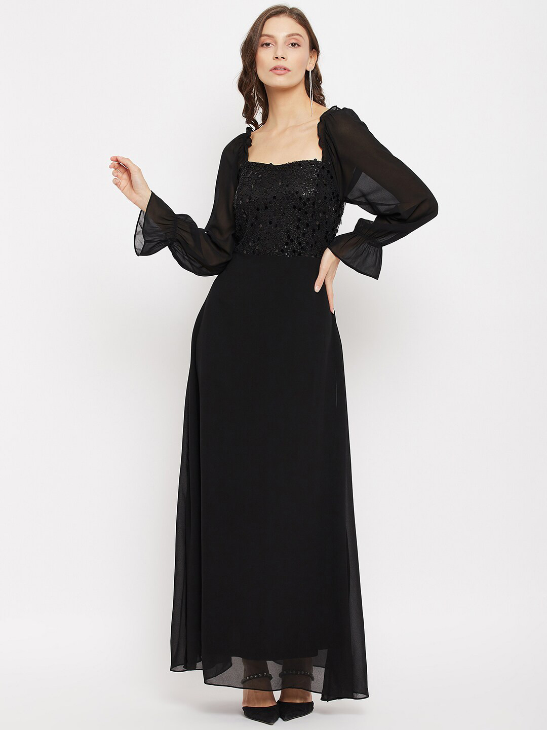 Buy Madame Women Black Maxi Dress - Dresses for Women 20903906 | Myntra