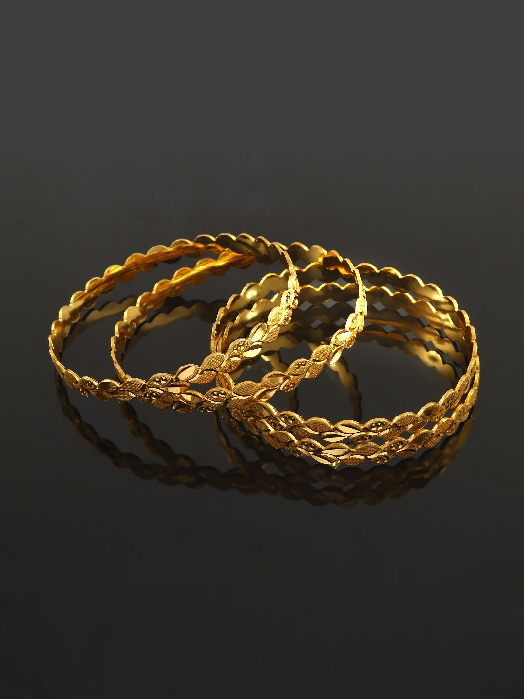 Buy Jewar Mandi Set Of 4 Gold Plated Leaf Design Bangles - Bangle for ...