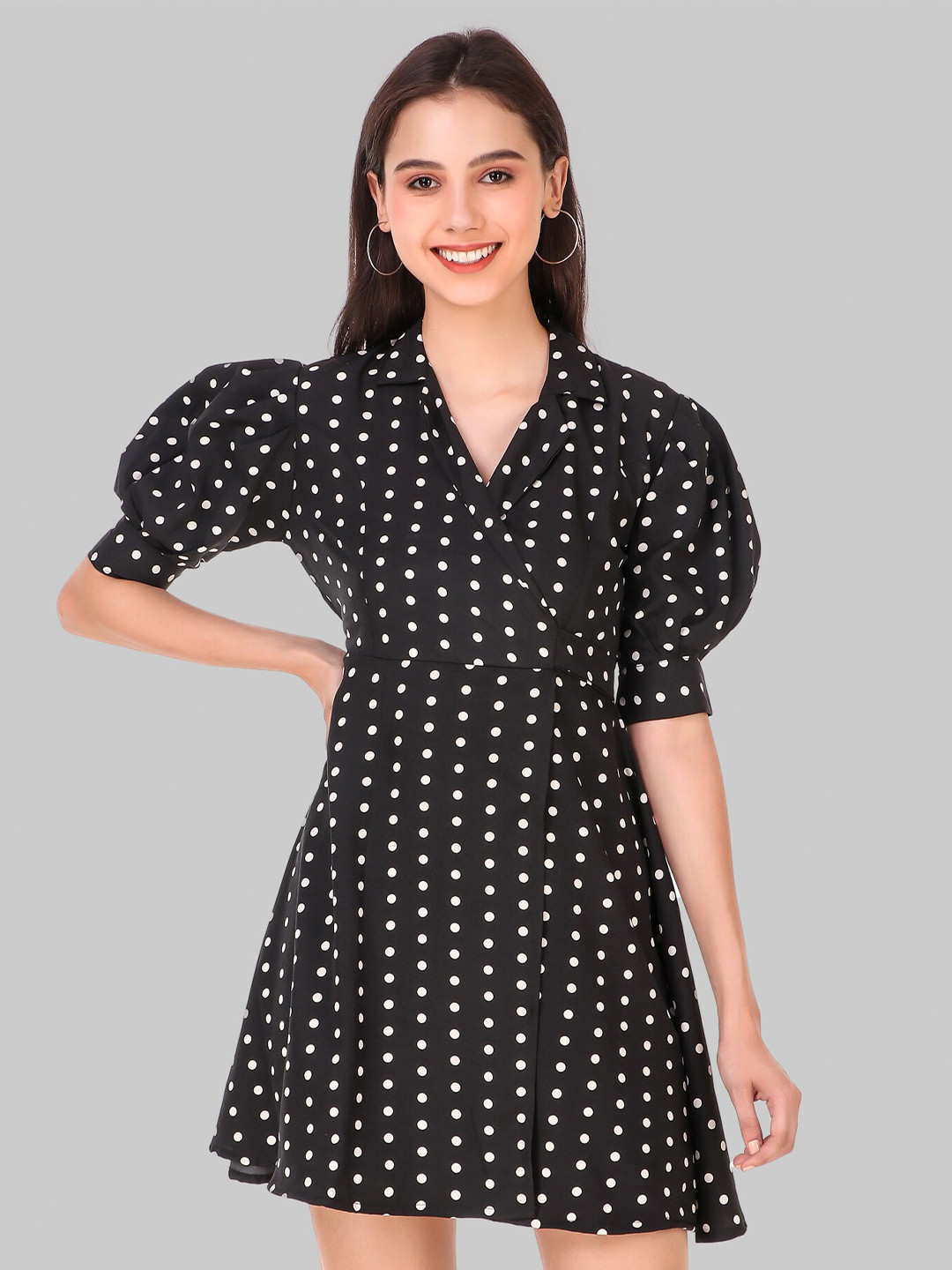 Buy Womenster Black Polka Dot Print Dress - Dresses for Women 20909318 ...