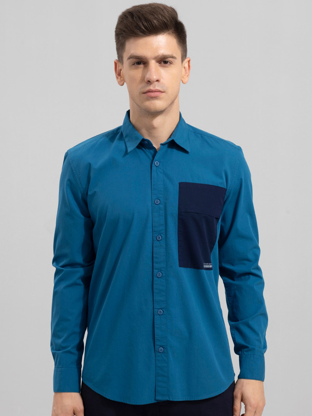 Buy Snitch Men Blue Slim Fit Cotton Casual Shirt - Shirts for Men ...