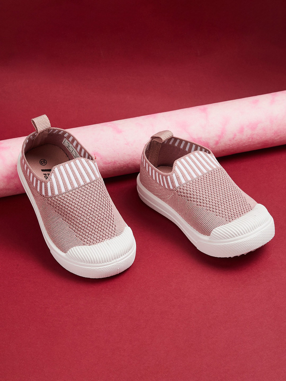 Buy Fame Forever By Lifestyle Girls Pink Woven Design Slip On Sneakers ...
