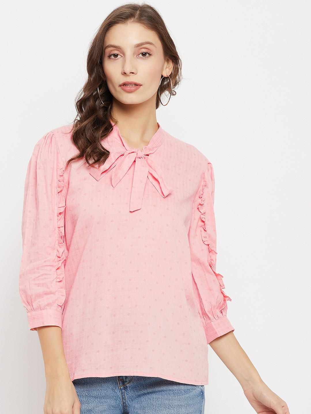 Buy Madame Pink Tie Up Neck Top - Tops for Women 20918772 | Myntra