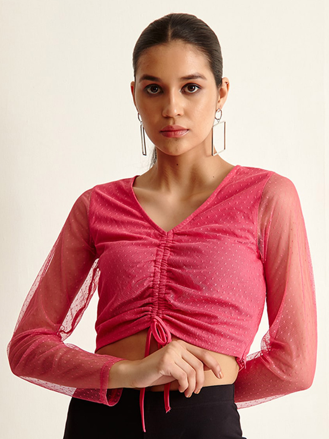 Buy COVER STORY Pink Net Crop Top - Tops for Women 20918810 | Myntra