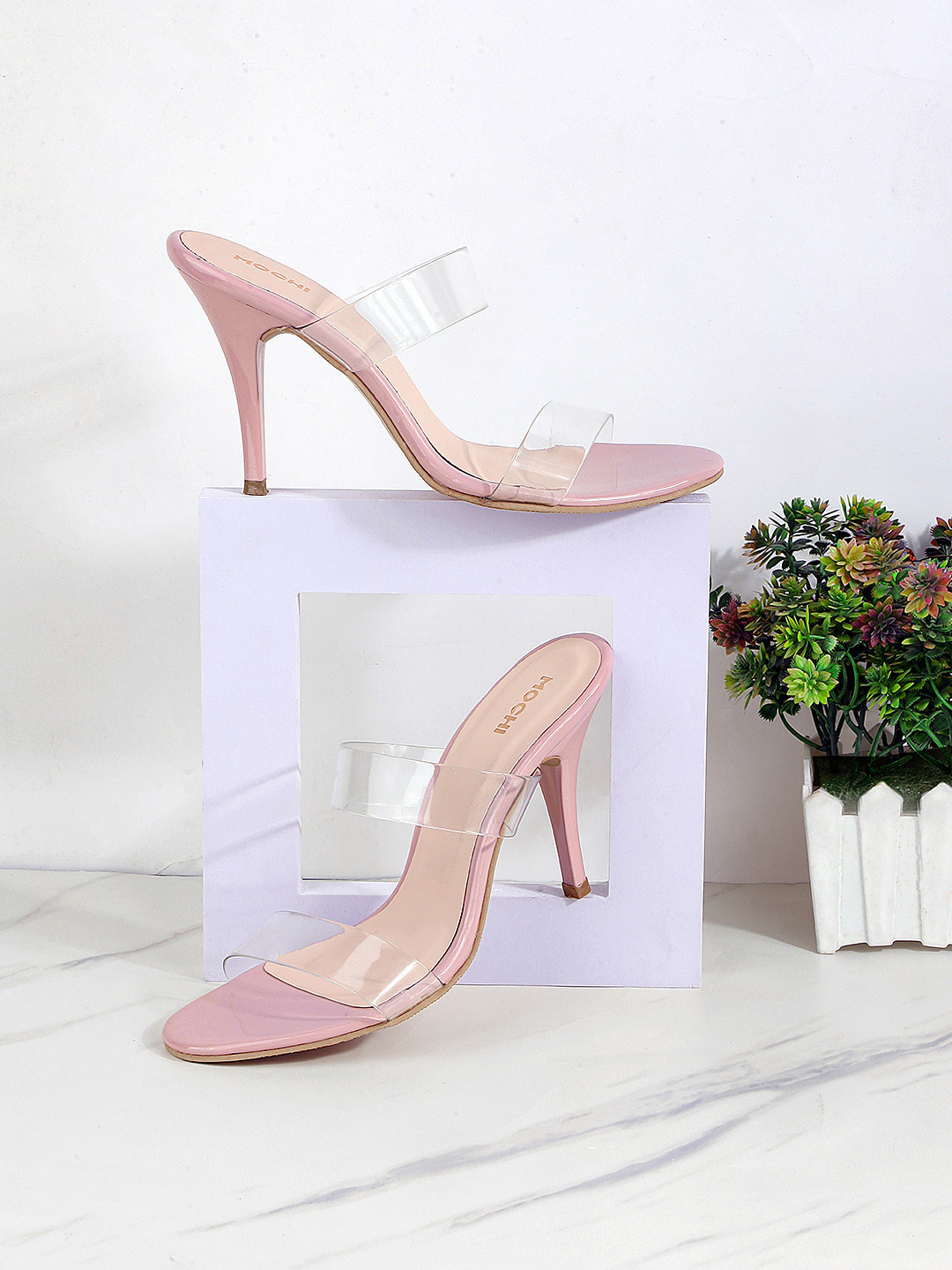 Buy Mochi Pink & Transparent Stiletto Heels - Heels for Women 20922260 ...