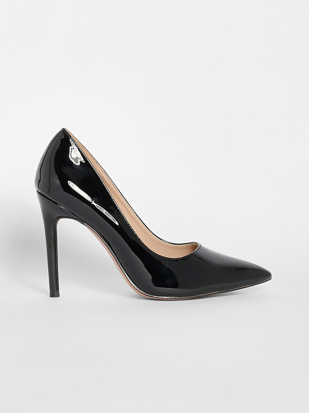 Buy Boohoo Black Work Pumps With Patent Finish - Heels for Women ...