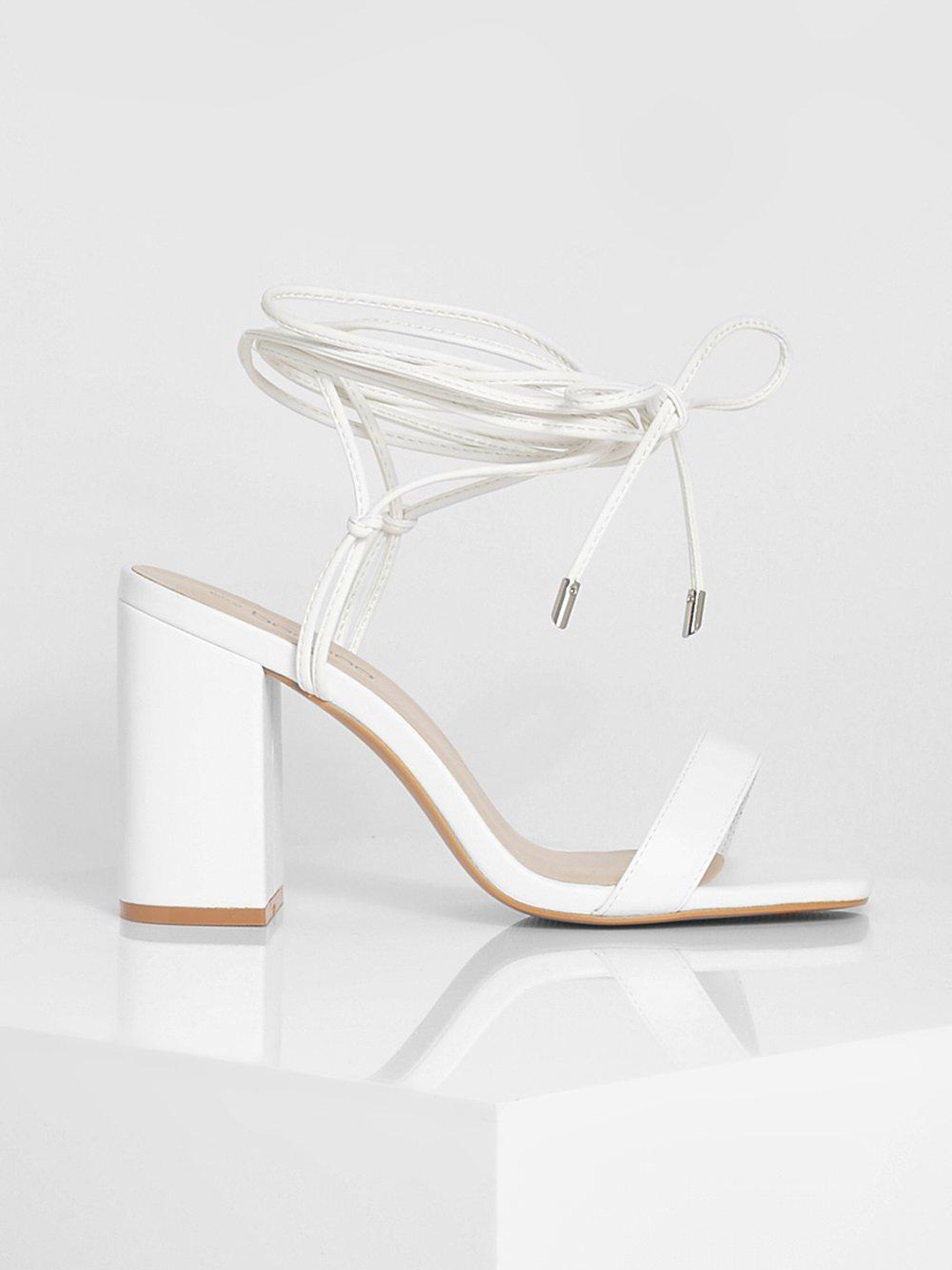 Buy Boohoo Women White Suede High Top Block Heel Gladiators - Heels for ...