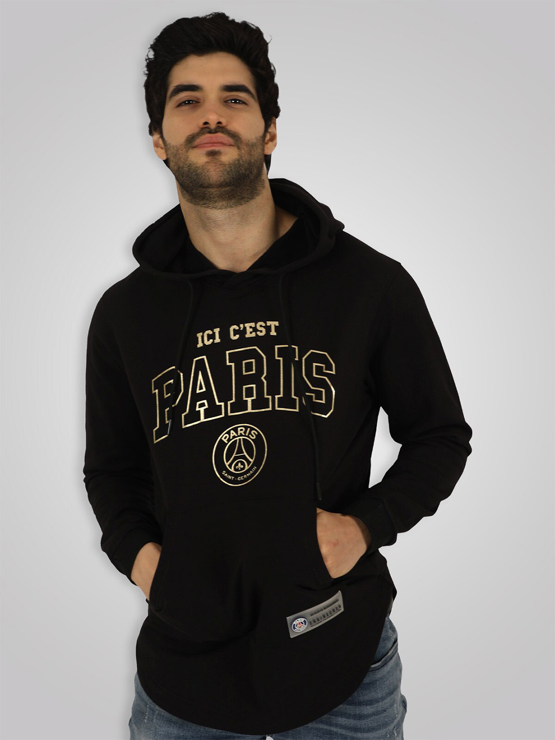 Buy PSG Men Black & Gold Paris Saint Germain Gold Foil Hoodie ...