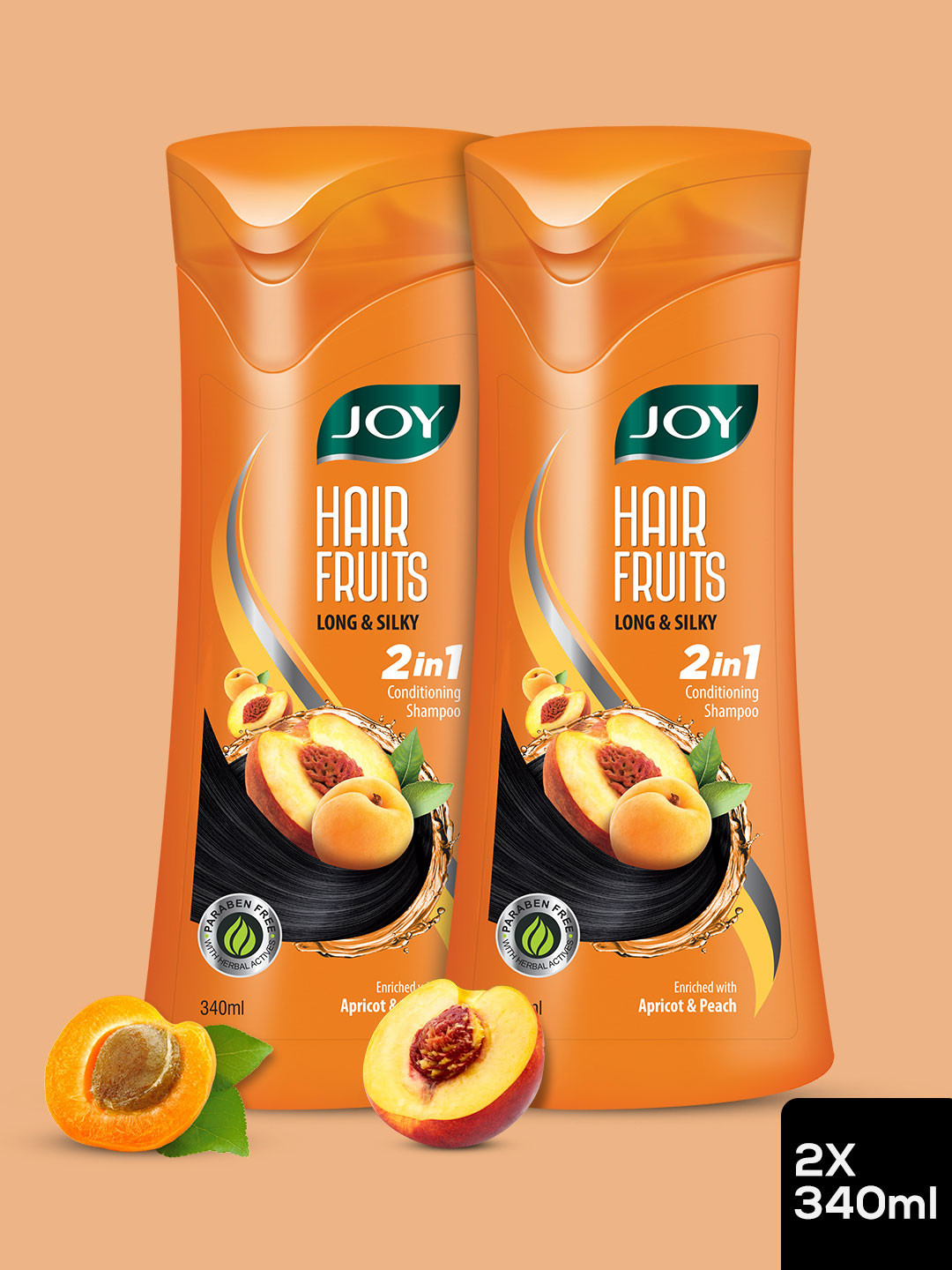 Buy JOY Set Of 2 Apricot & Peach Conditioning Shampoo For Long & Silky ...
