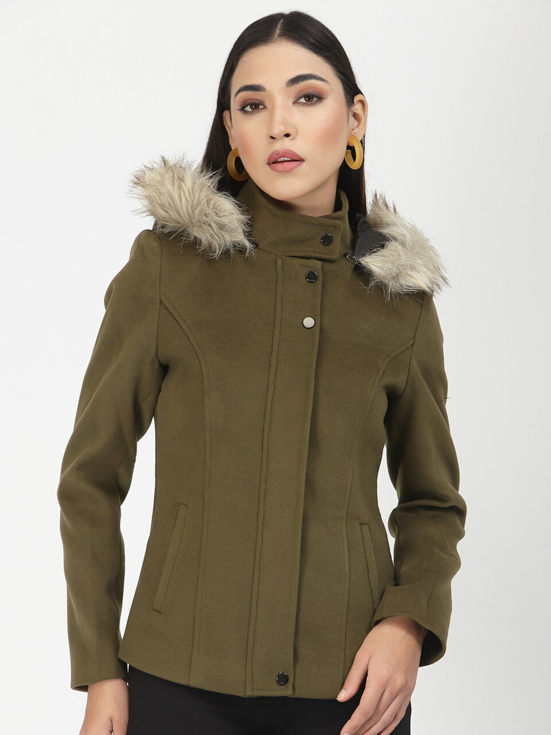 Buy Juelle Women Olive Green Hooded Parka Coat - Coats for Women ...