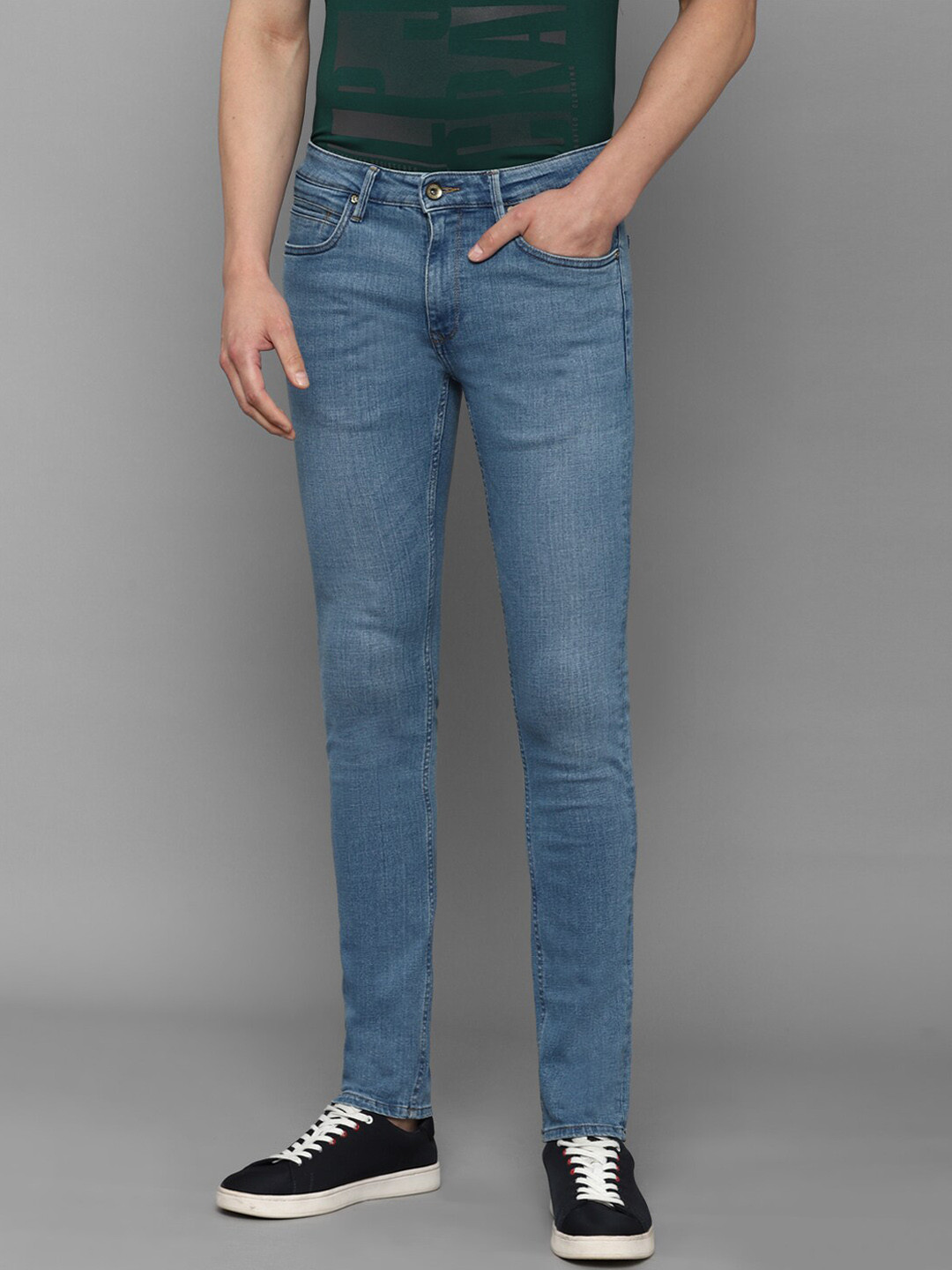 Buy Louis Philippe Jeans Men Blue Cotton Slim Fit Light Fade Jeans ...