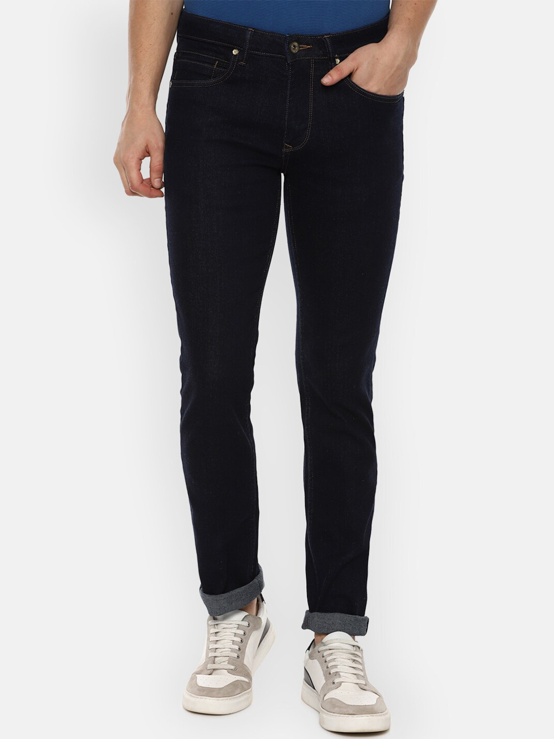 Buy Louis Philippe Jeans Men Navy Blue Cotton Slim Fit Jeans - Jeans ...