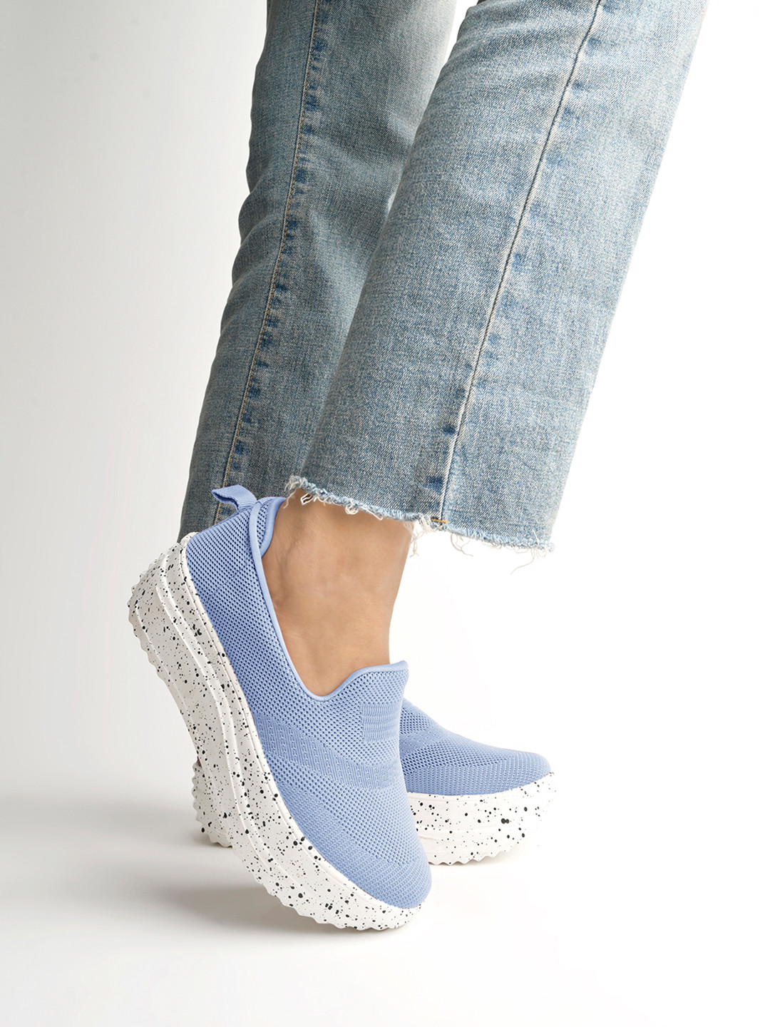 Buy Shoetopia Women Blue Woven Design Slip On Sneakers - Casual Shoes ...