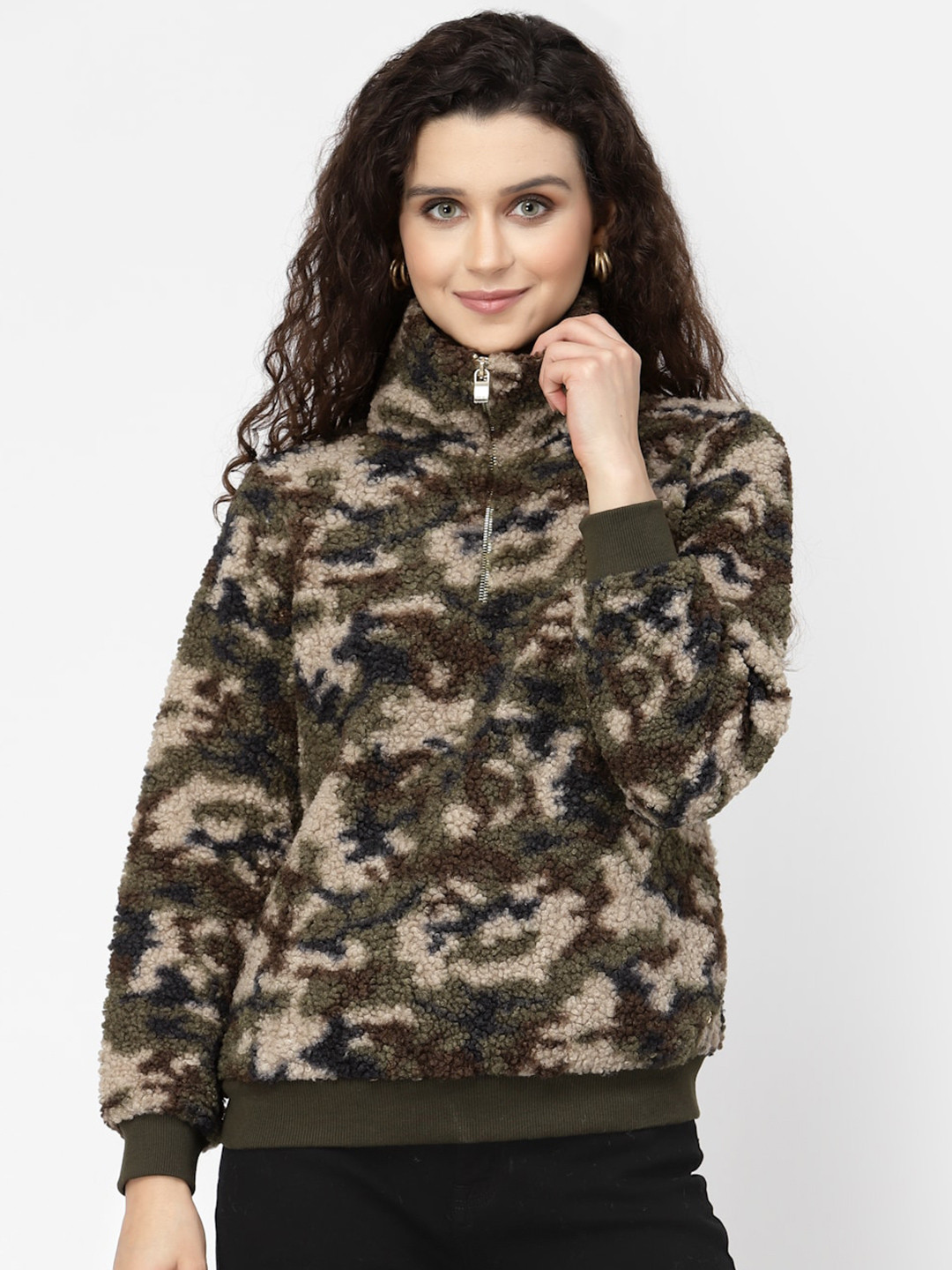 Buy Juelle Women Olive Green Printed Sweatshirt - Sweatshirts for Women ...