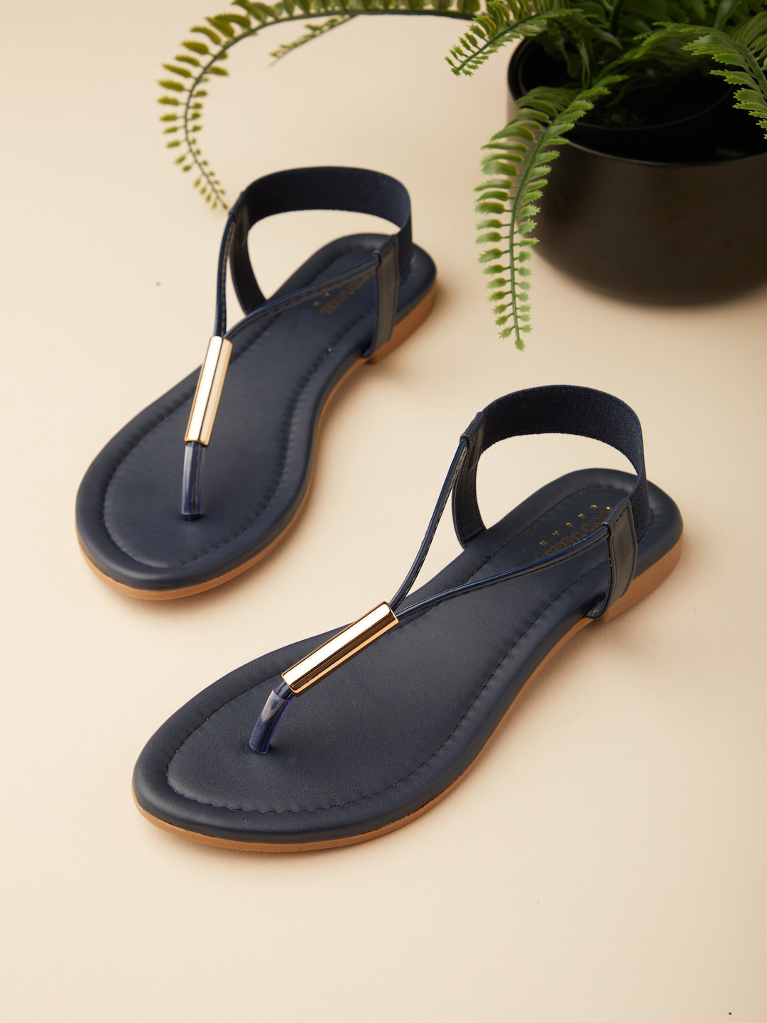 Buy Tokyo Talkies Women Navy Blue Open Toe Flats - Flats for Women ...