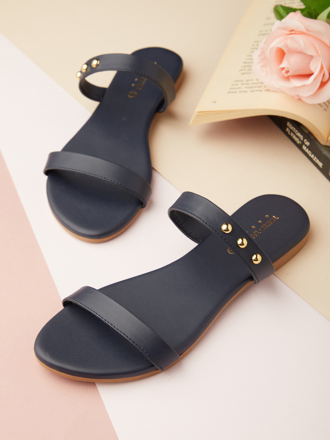 Buy Tokyo Talkies Women Navy Blue Open Toe Flats - Flats for Women ...