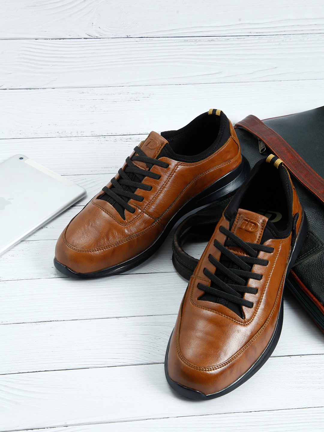 Buy ID Men Tan Leather Sneakers - Casual Shoes for Men 20935412 | Myntra