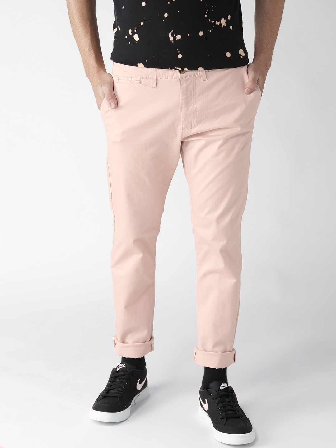 Buy FOREVER 21 Men Pink Solid Chinos - Trousers for Men 2093569 | Myntra