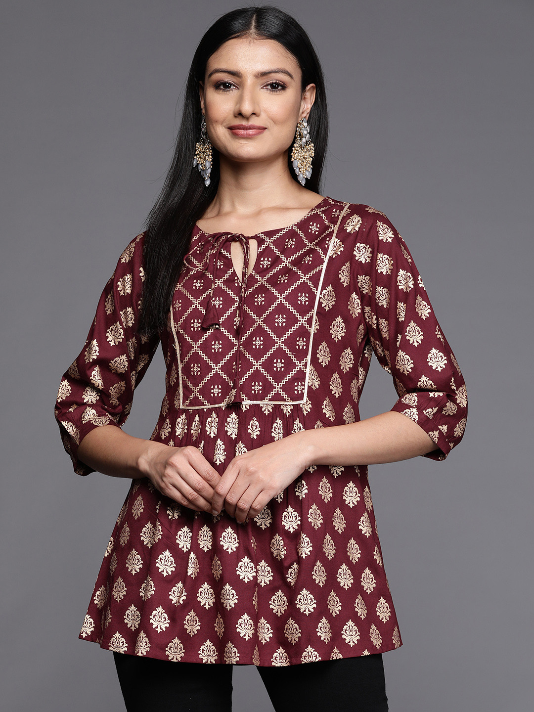 Buy Libas Ethnic Motifs Printed Gotta Patti Kurti - Kurtis for Women ...