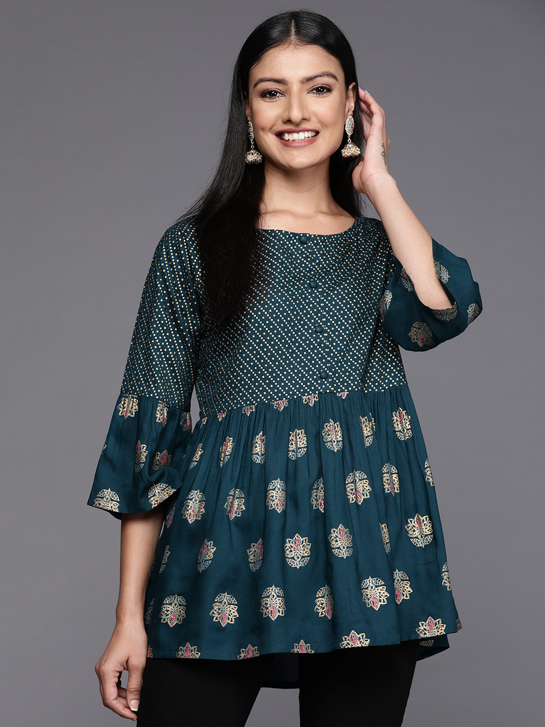 Buy Libas Floral Printed Pleated Kurti - Kurtis for Women 20935780 | Myntra