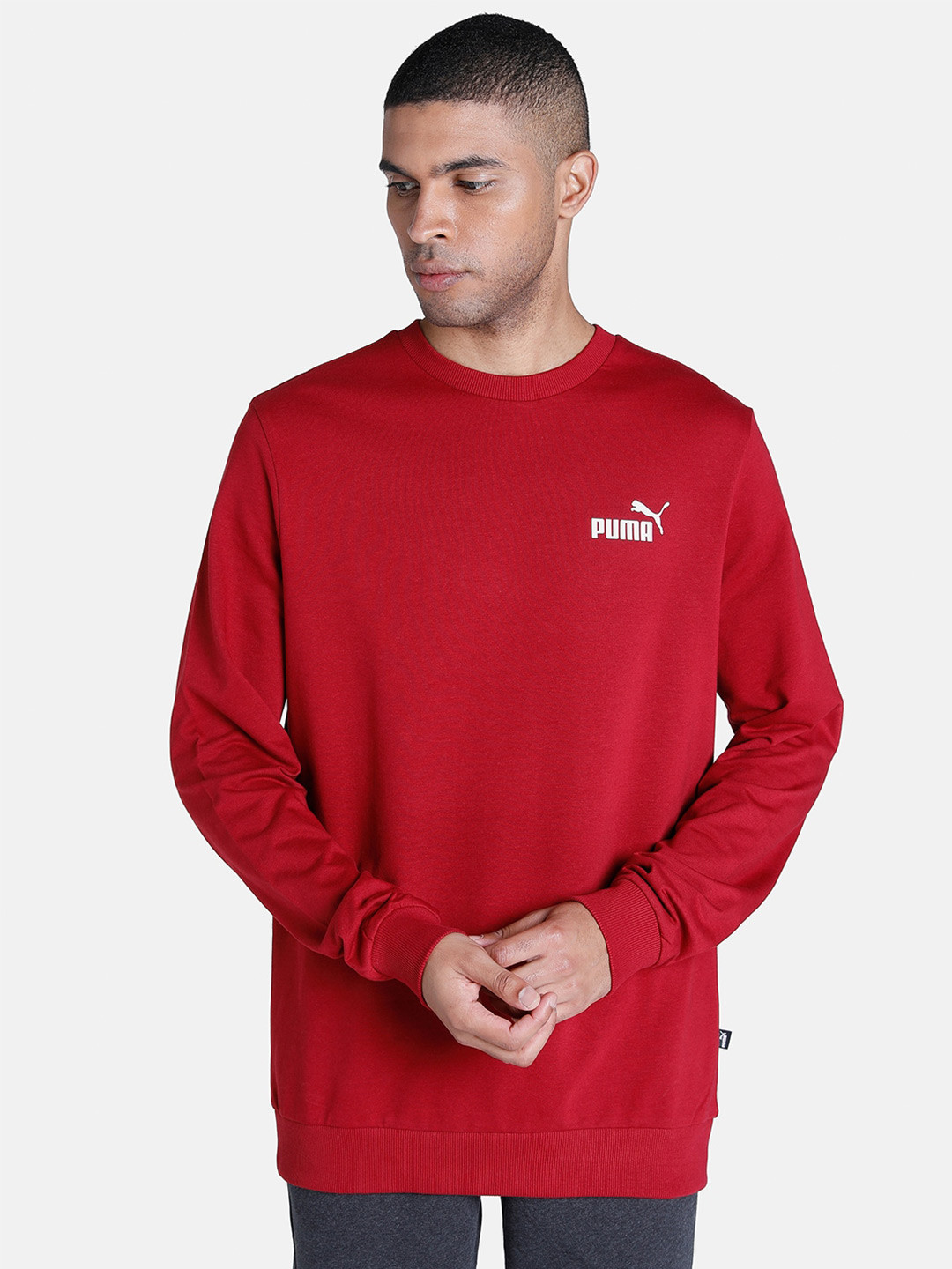 Buy Puma Men Regular Fit Essentials Logo Cotton Sweatshirt ...